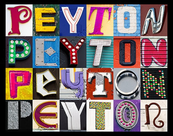 PEYTON Personalized Poster featuring photos of letters from | Etsy