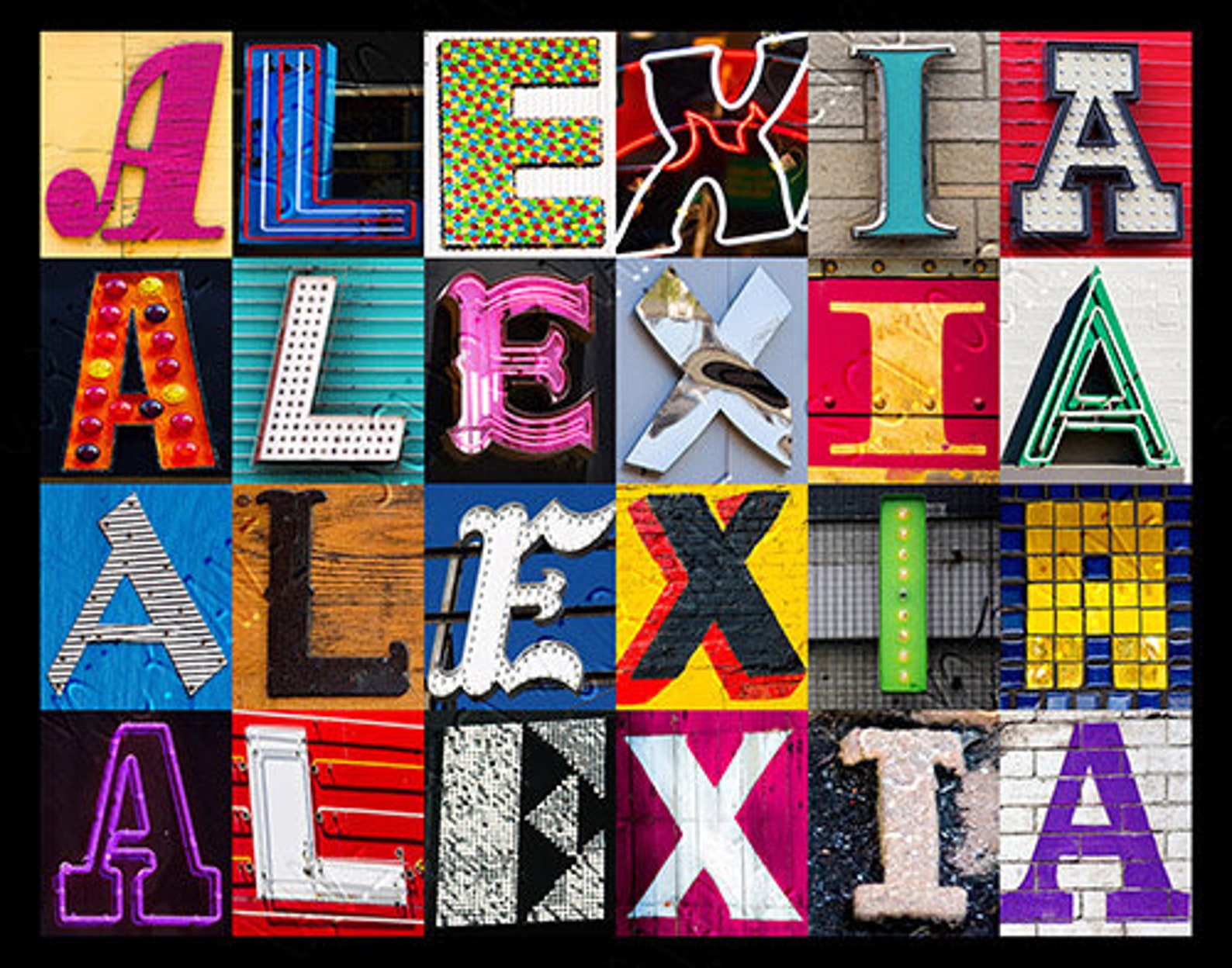 ALEXIA Personalized Poster Featuring Photos of Letters From Signs ...