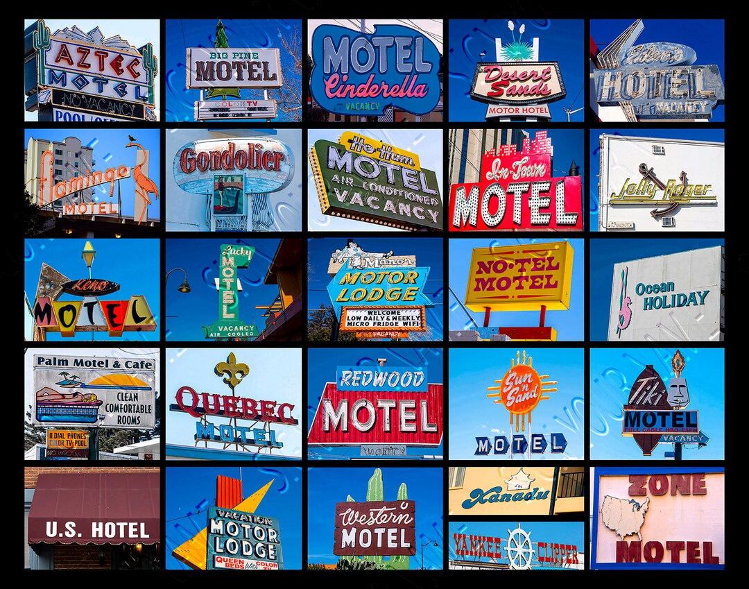 Motel / Hotel Poster From A-Z With 26 Photos of Motel Signs With Names ...