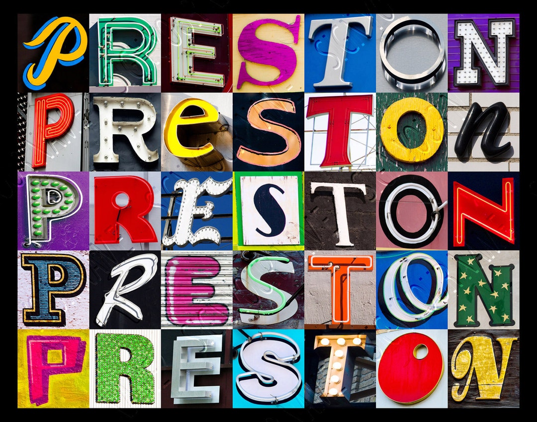 Personalized Poster Featuring PRESTON in Photos of Alphabet Letters ...
