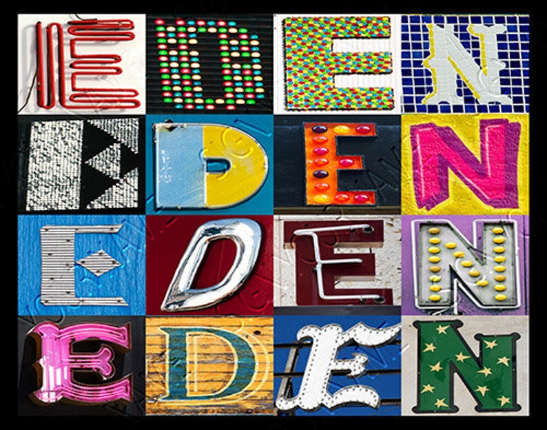 EDEN Personalized Poster Featuring Photos of Letters From Signs ...
