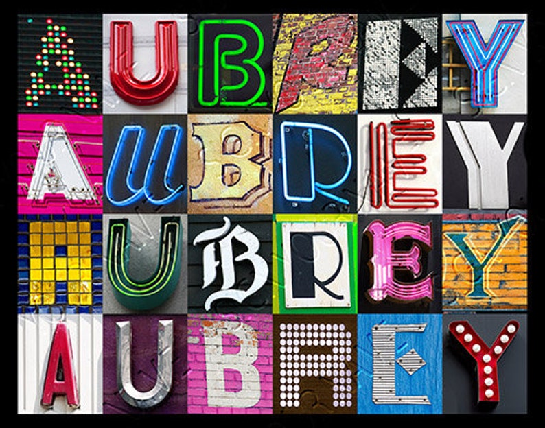 AUBREY Personalized Poster Featuring Photos of Alphabet Letters From ...