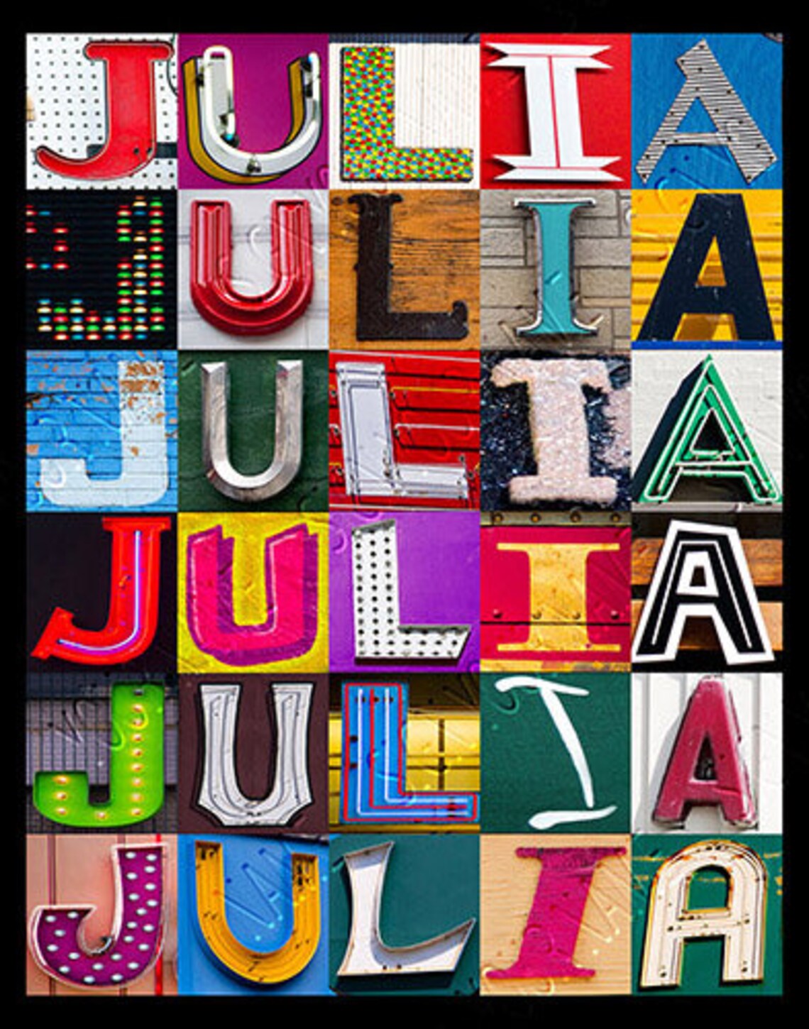 Personalized Poster Featuring JULIA Showcased in Photos of Letters From ...