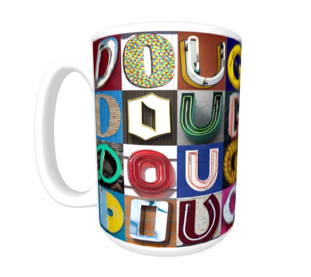 Personalized Coffee Mug Featuring the Name DOUG in Sign Letter Photos ...