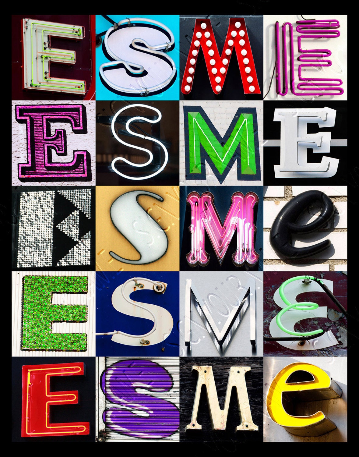 Personalized Poster Featuring ESME Showcased in Photos of Sign Letters ...
