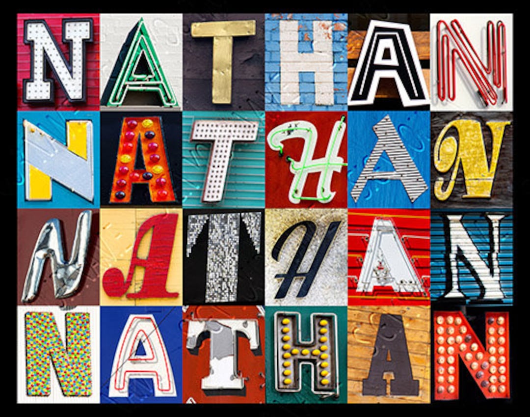 Personalized Poster Featuring NATHAN Showcased in Photos of Letters ...