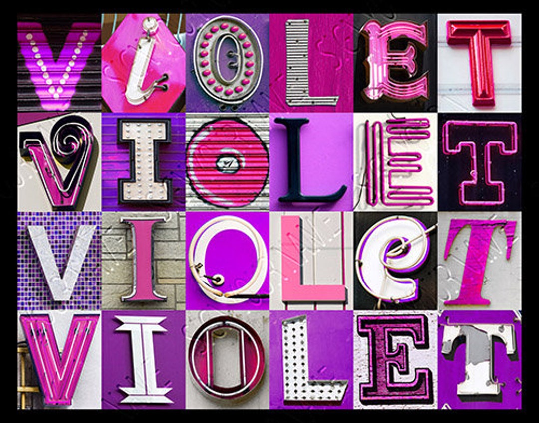 Personalized Poster Featuring VIOLET in Photos of PINK & PURPLE Sign ...
