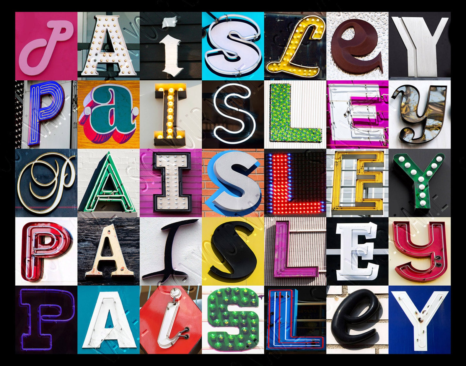 Personalized Poster Featuring PAISLEY in Photos of Letters From Signs ...