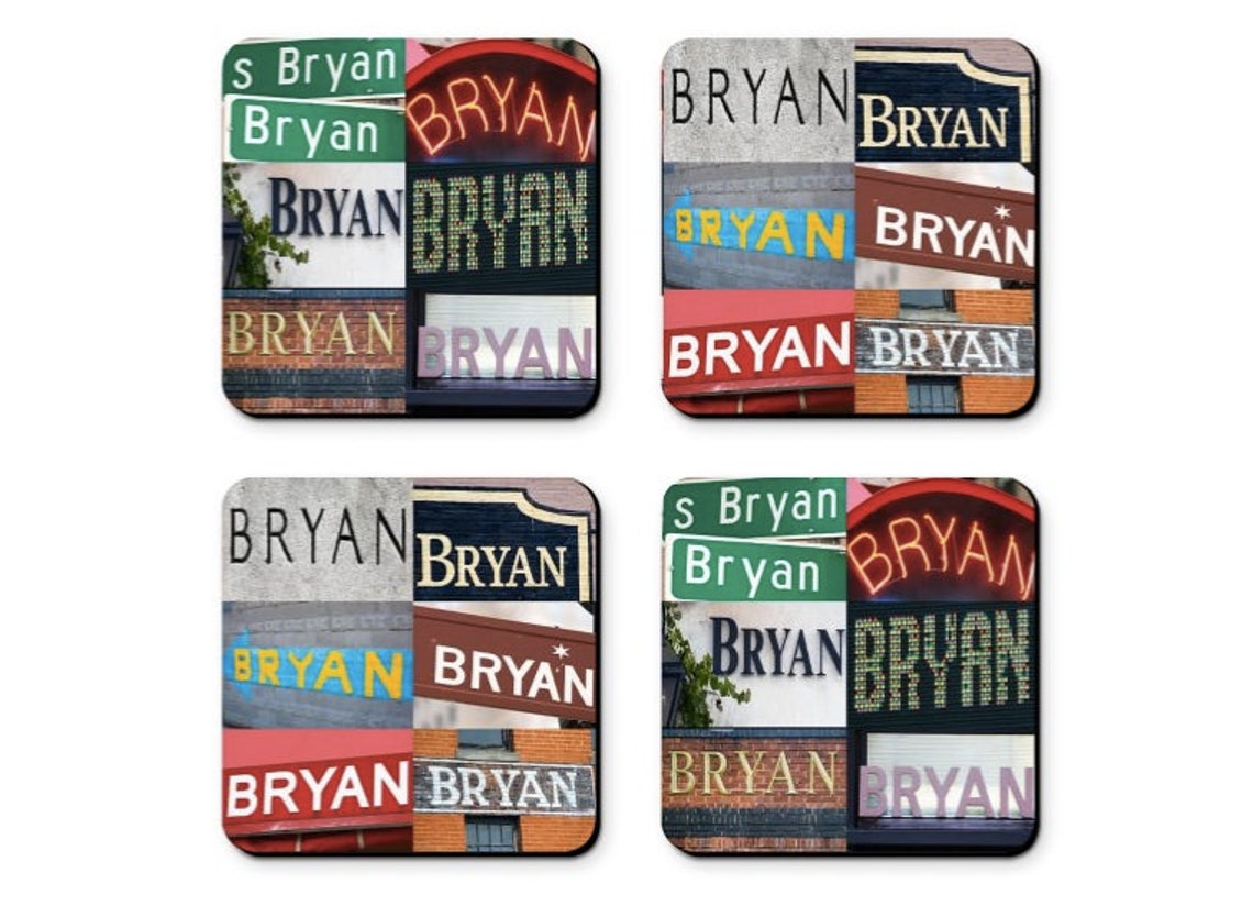 Personalized Coasters Featuring the Name BRYAN in Photos of - Etsy