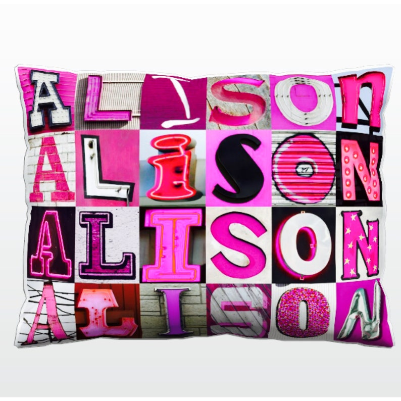 ALISON Personalized Pillow Featuring Photos of PINK Sign Letters ...