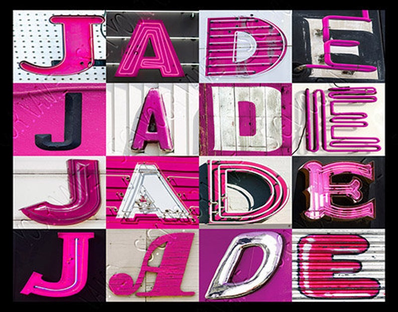 JADE Personalized Poster Featuring Photos of Letters From - Etsy