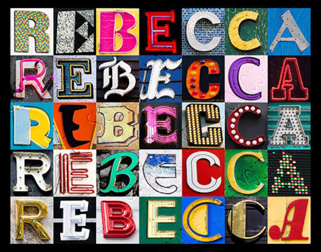 REBECCA Personalized Poster Featuring Photos of Alphabet Letters From ...