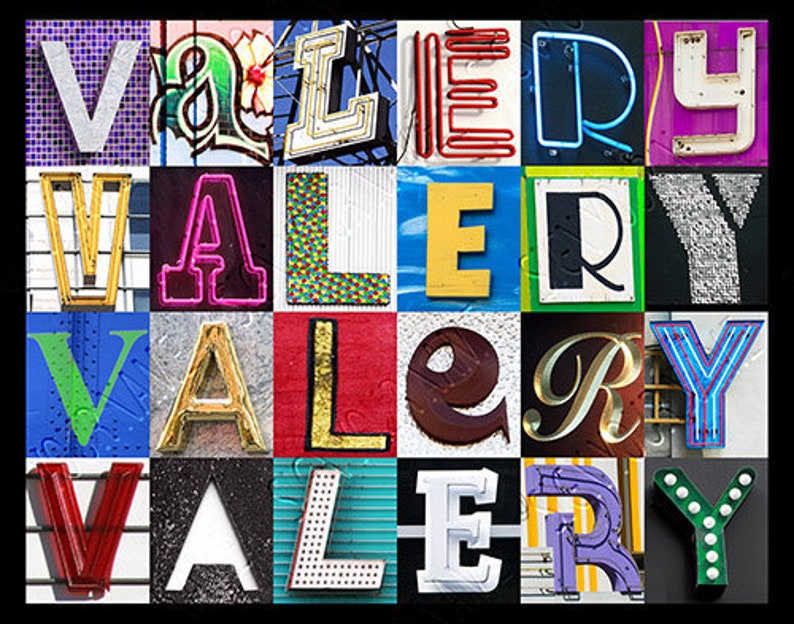VALERIE or VALERY Personalized Poster Featuring Photos of | Etsy