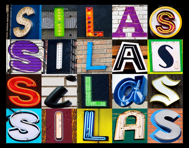 SILAS Personalized Poster Featuring Photos of Sign Letters; Typography ...