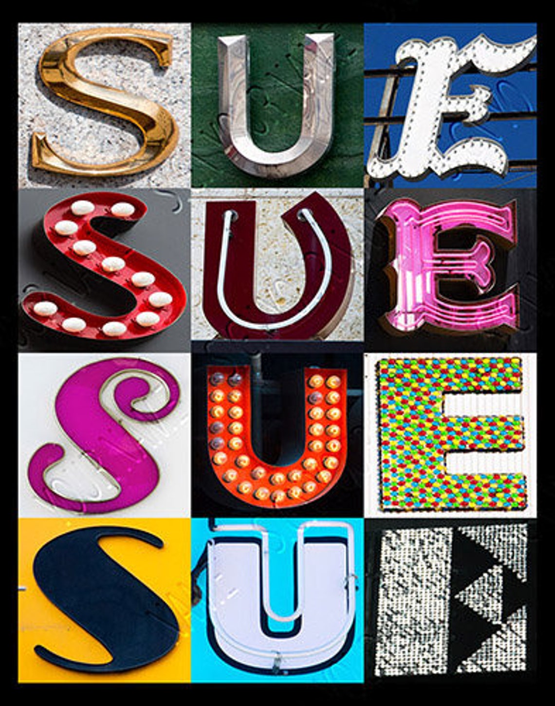 Personalized Poster Featuring SUE Showcased in Photos of Letters From ...