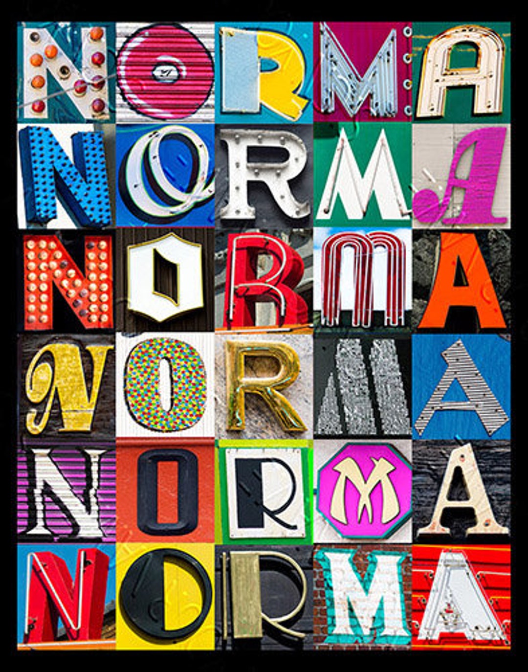 NORMA Personalized Poster Featuring Photos of Letters From Signs ...