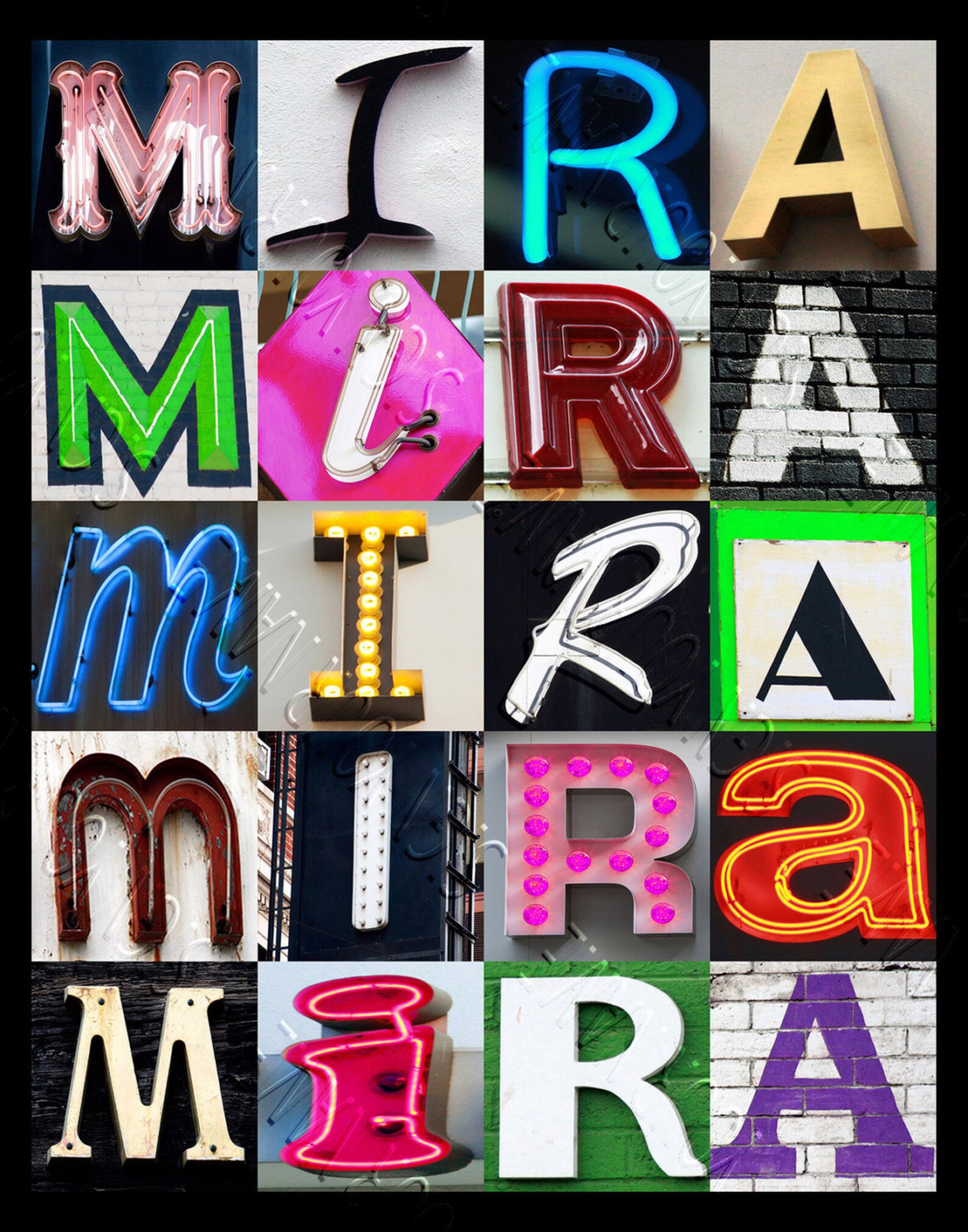 MIRA Personalized Poster Featuring Photos of Sign Letters; Typography ...