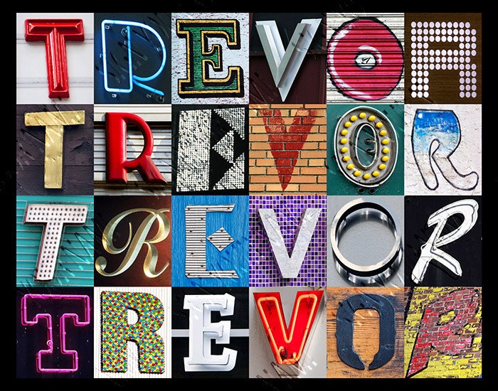 Personalized Poster featuring TREVOR in photos of letters from | Etsy