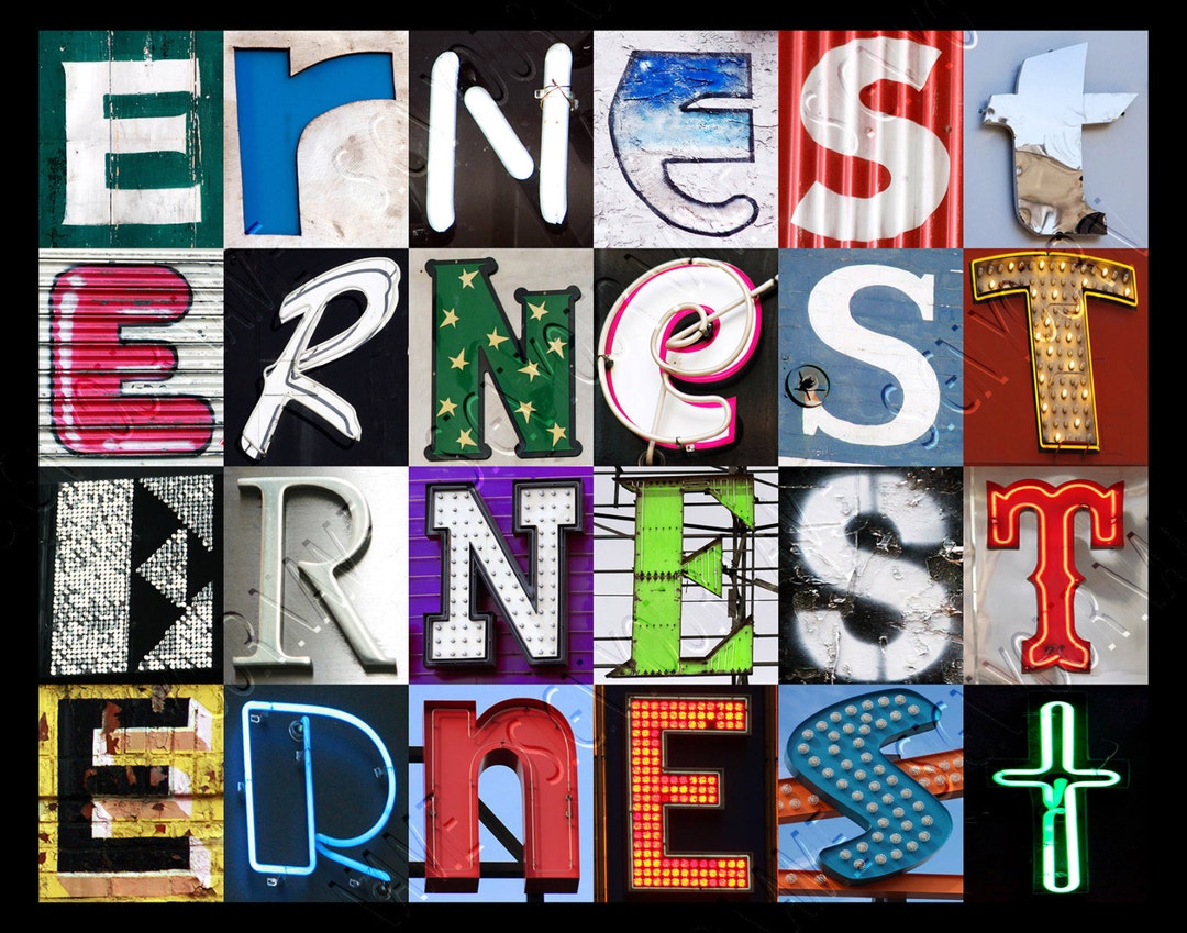 Personalized Poster Featuring ERNEST Showcased in Photos of Letters ...