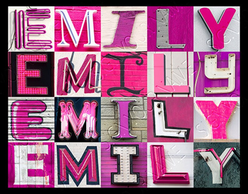 EMILY or EMILIE Personalized Poster Featuring Photos of Letters From ...