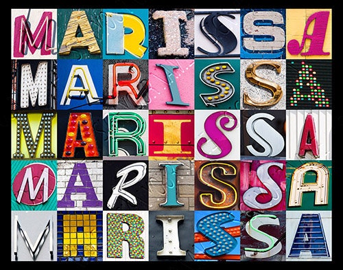 MARISSA Personalized Poster Featuring Photos of Sign Letters ...