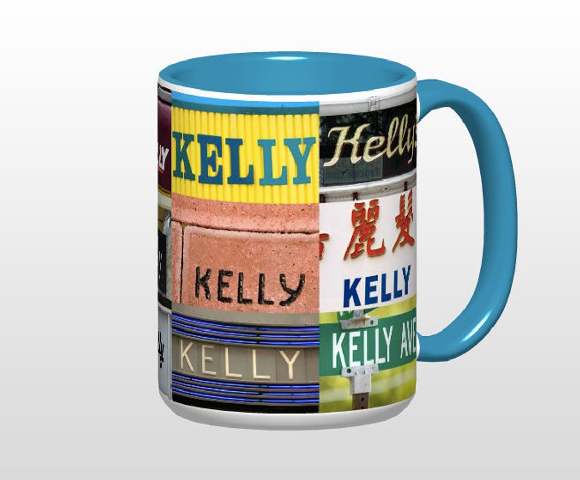 Personalized Coffee Mug Featuring the Name KELLY in Photos of - Etsy