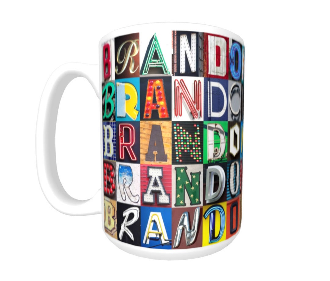 Brandon Personalized Coffee Mug con el nombre en las fotos de la carta ...