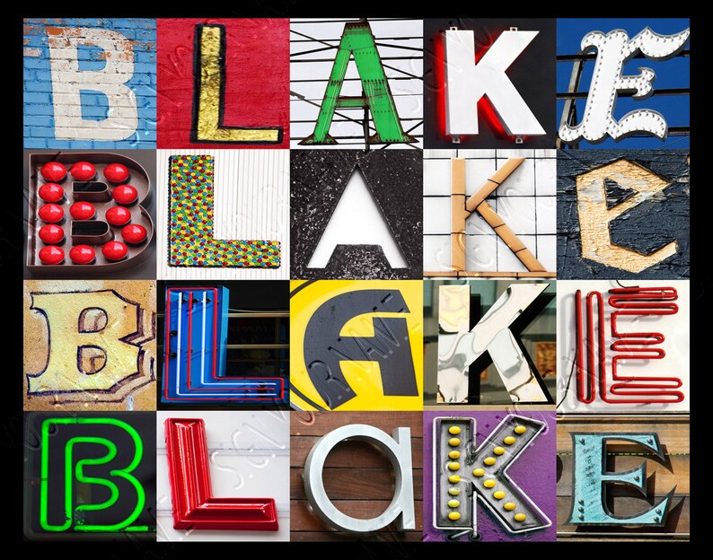 Personalized Poster Featuring BLAKE Showcased in Photos of Letters From ...