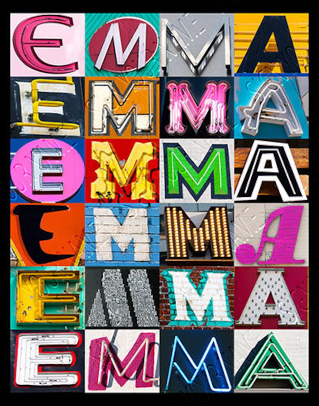 Personalized Poster Featuring EMMA in Photos of Alphabet - Etsy