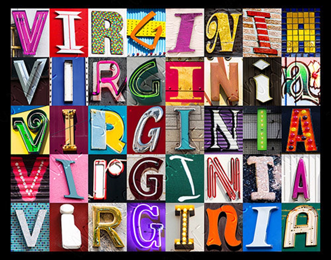 VIRGINIA Personalized Poster Featuring Photos of Alphabet Letters From ...