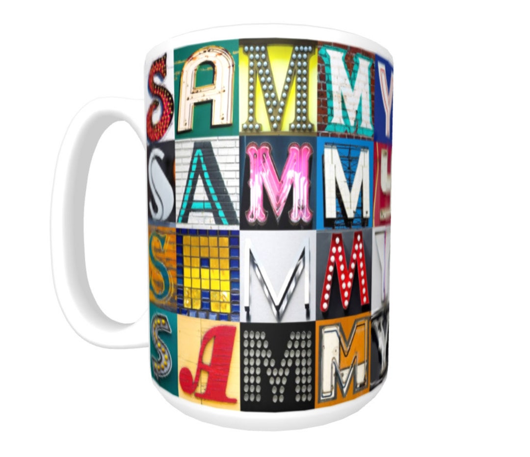 SAMMY Personalized Coffee Mug Featuring the Name in Sign Letter Photos ...