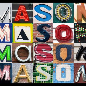 MASON or MASEN Personalized Poster Featuring Photos of Letters From ...