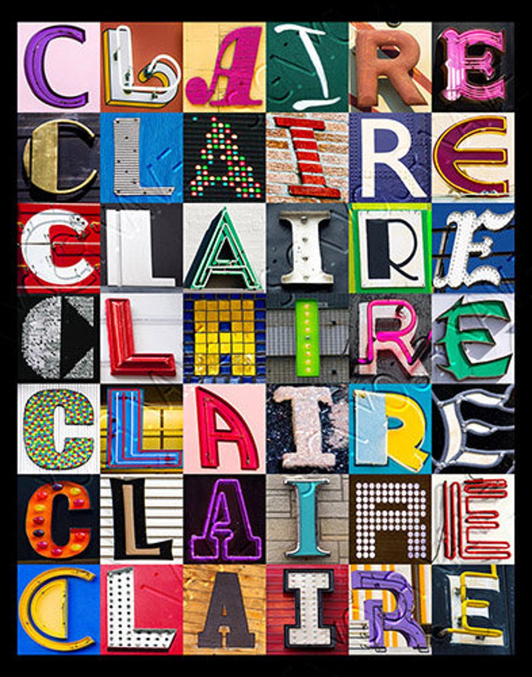 CLAIRE, CLAIR or CLARE Personalized Poster Featuring Photos of Alphabet ...