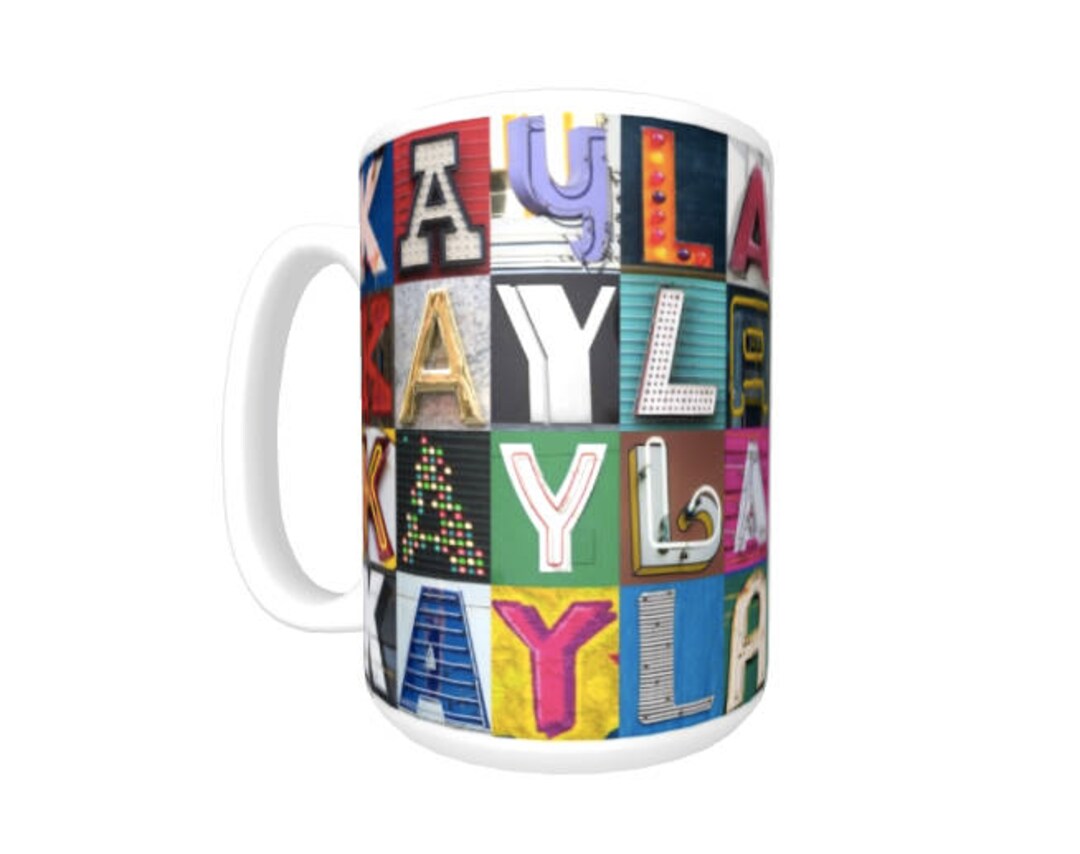 Personalized Coffee Mug Featuring the Name KAYLA in Sign Letter Photos ...