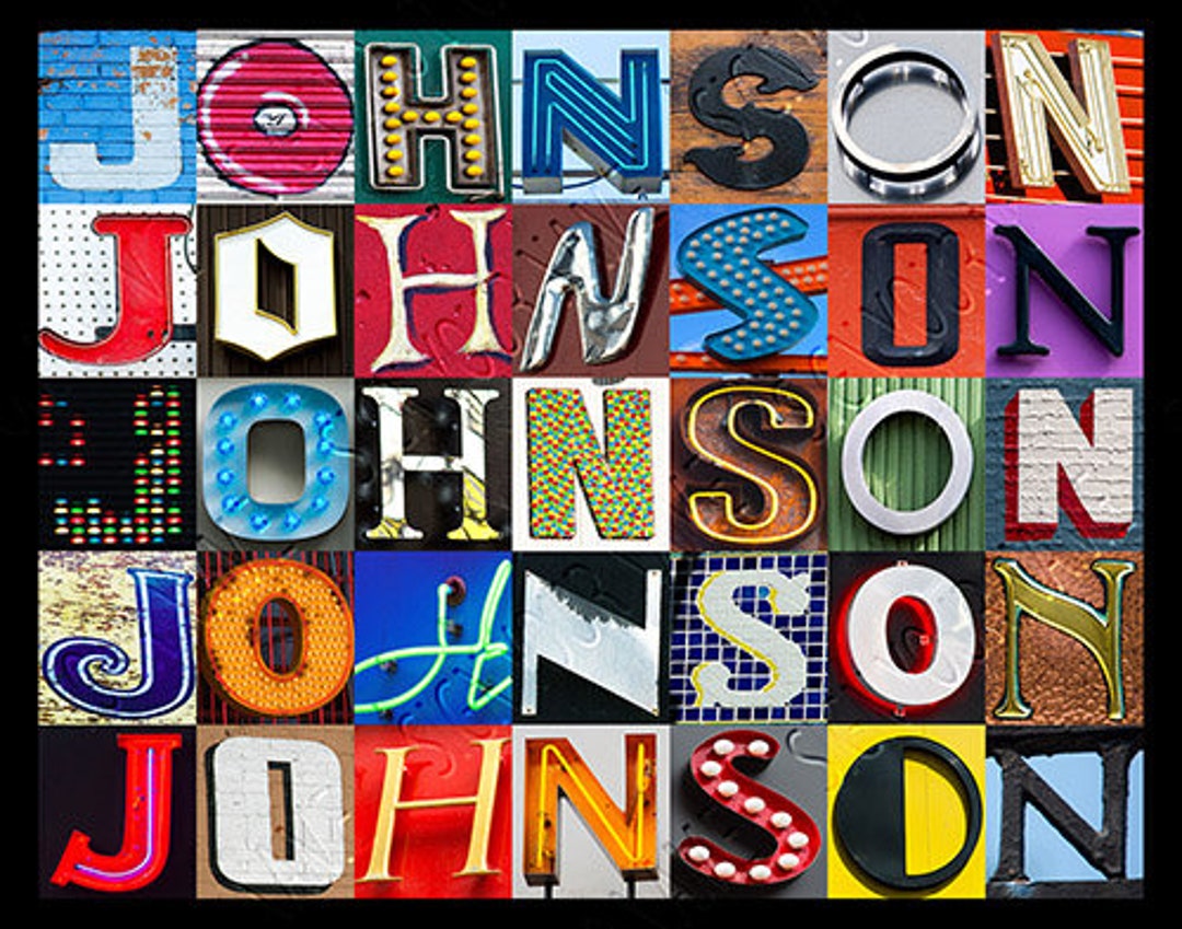 JOHNSON Personalized Poster Featuring Photos of Letters From Signs ...