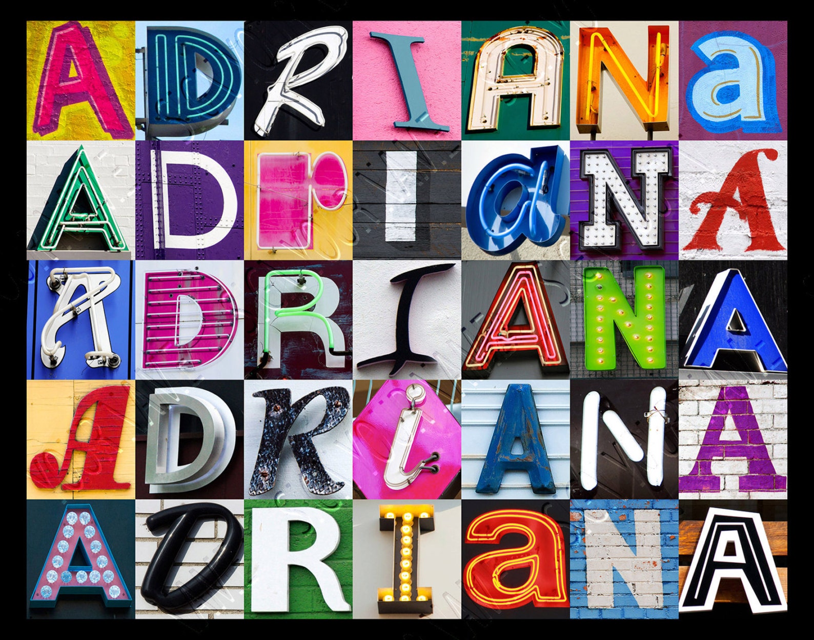 Personalized Poster Featuring ADRIANA in Photos of Alphabet Letters ...