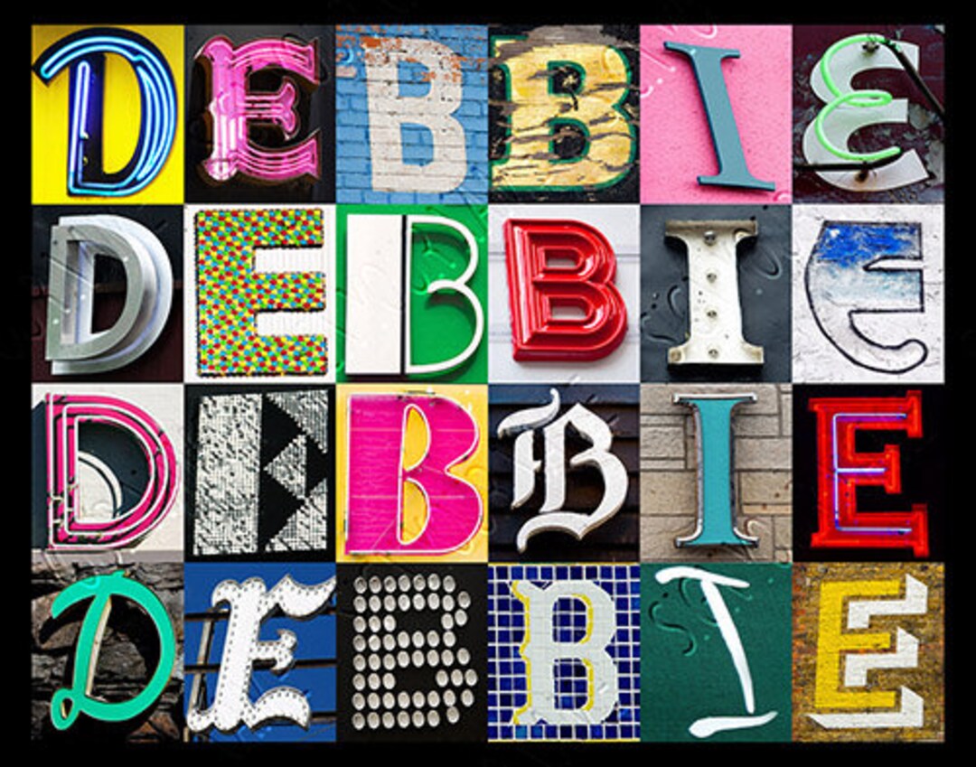 DEBBIE Personalized Poster Featuring Photos of Sign Letters; Typography ...