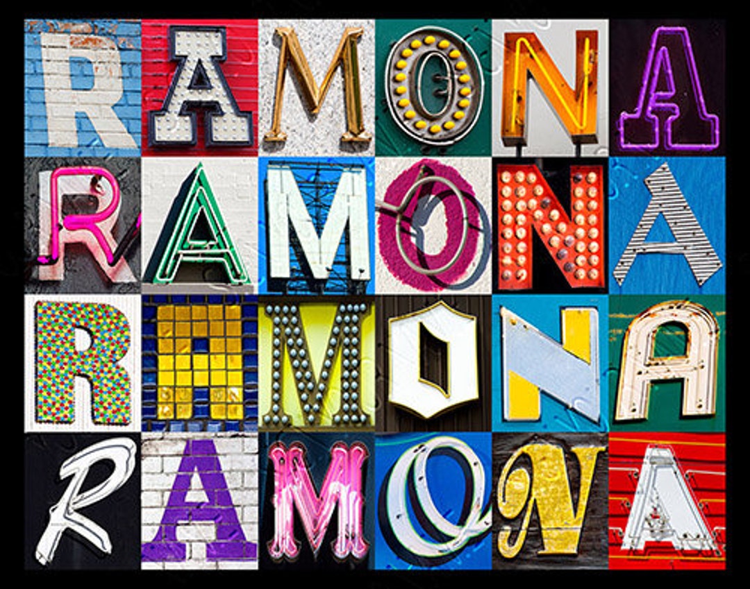 Personalized Poster Featuring RAMONA Showcased in Photos of Letters ...