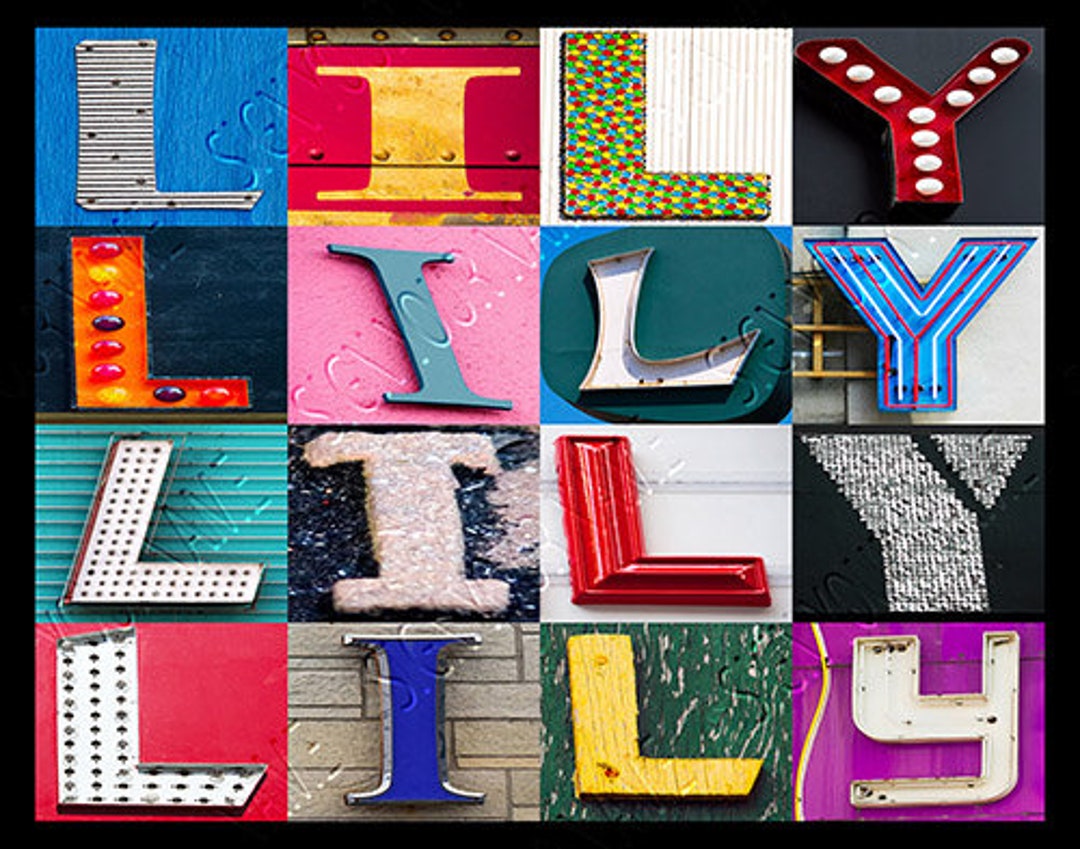 LILY, LILLY o LILLIE Cartel personalizado con fotos de letras de signos ...