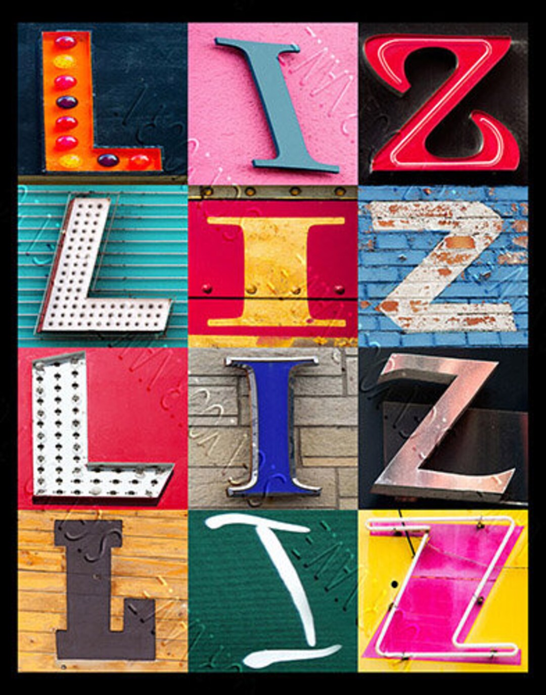 LIZ Personalized Poster Featuring Photos of Letters From Signs ...