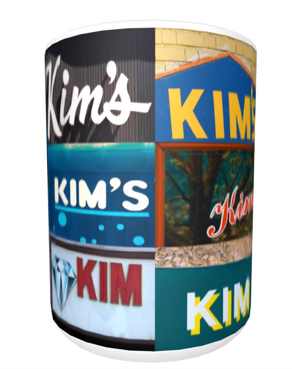 Personalized Coffee Mug Featuring the Name KIM in Photos of Signs ...