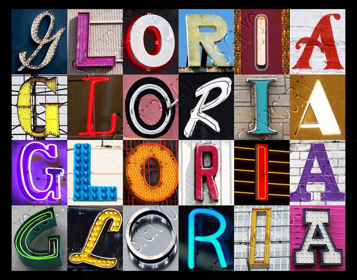 GLORIA Personalized Poster Featuring Photos of Letters From Signs ...