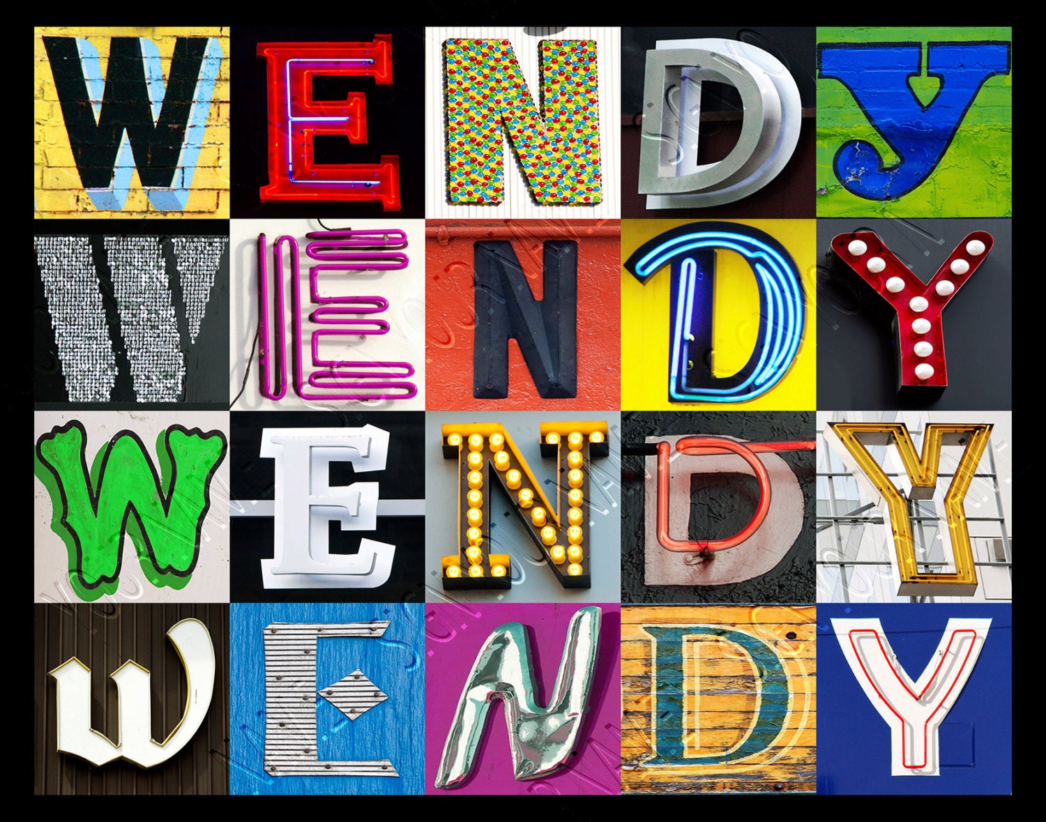 WENDY Personalized Poster Featuring Photos of Alphabet Letters From ...