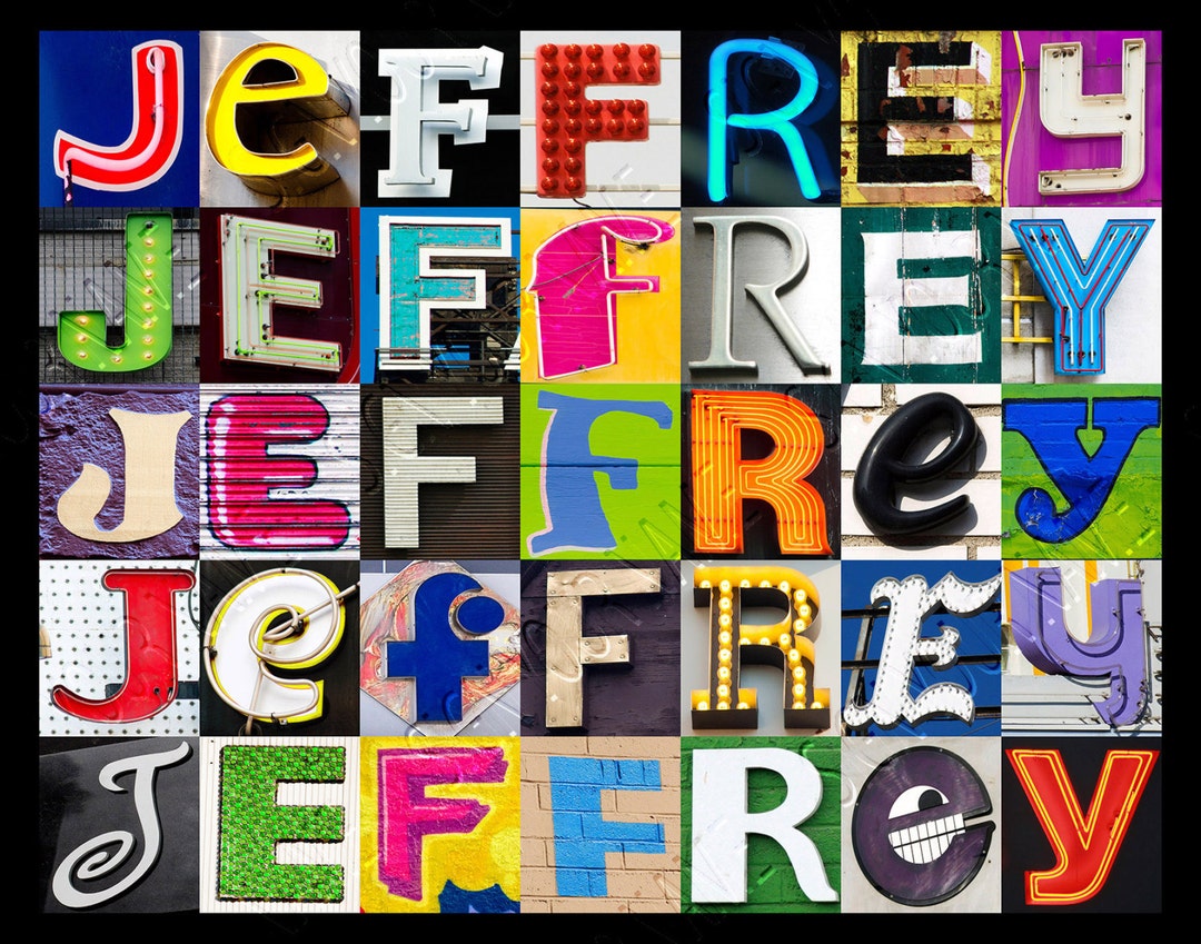 Personalized Poster Featuring JEFFREY in Photos of Alphabet Letters ...