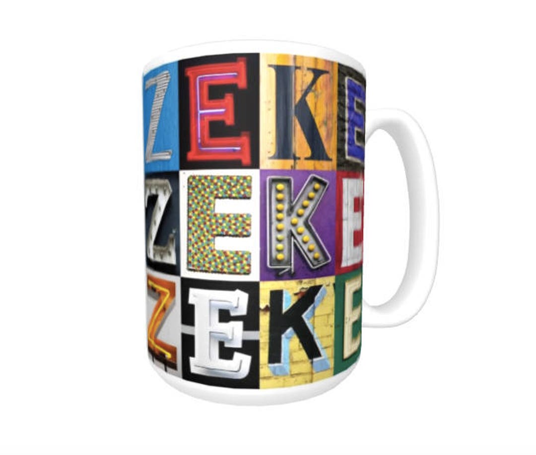 Personalized Coffee Mug Featuring the Name ZEKE in Sign Letter Photos ...