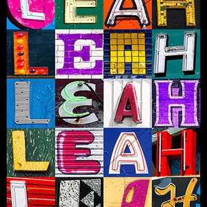 LEAH Personalized Poster Featuring Photos of Sign Letters; Typography ...