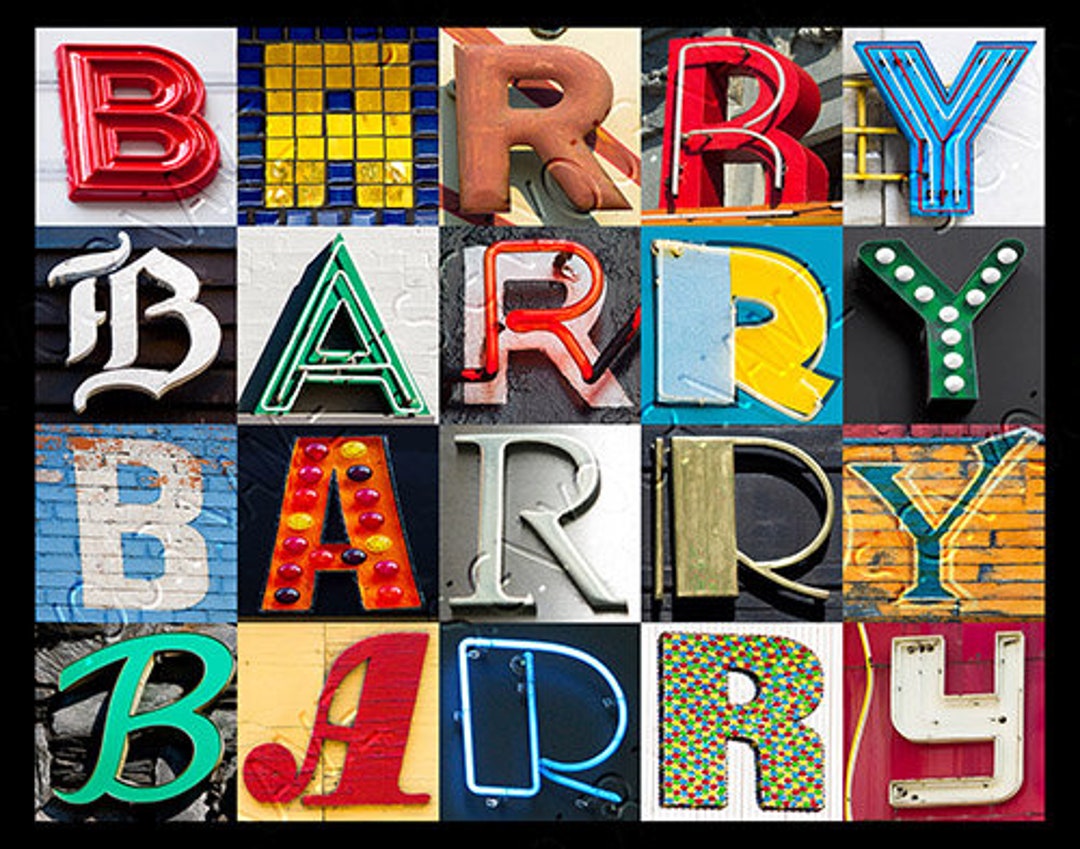 BARRY Personalized Poster Photos of Letters From Signs; Typography ...
