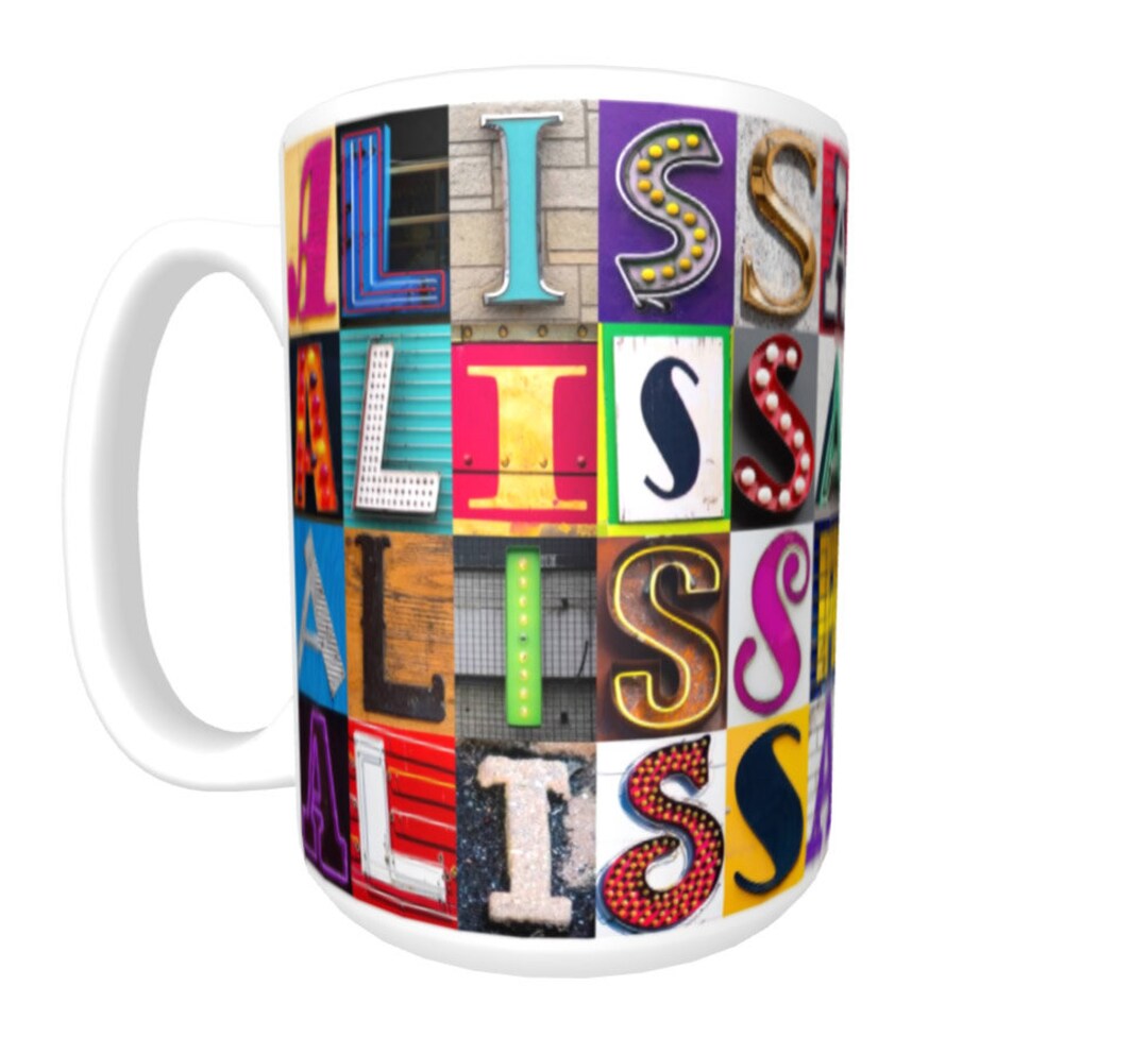 ALISSA Personalized Coffee Mug Featuring Name in Sign Letter Photos ...