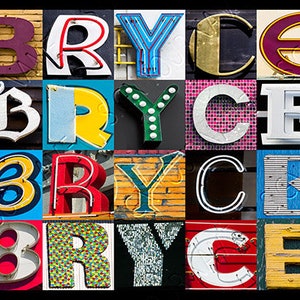 BRYCE Personalized Poster Featuring Photos of Sign Letters; Typography ...