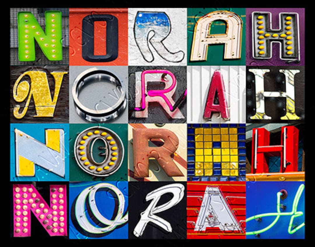 NORAH Personalized Poster Featuring Photos of Sign Letters Typography ...